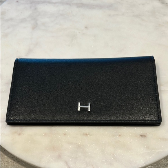 H by Halston | Bags | H By Halston Black Wallet With Silver Logo | Poshmark
